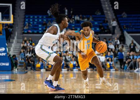 LIU Sharks guard Terell Strickland (11) wins a rebound against UCLA ...