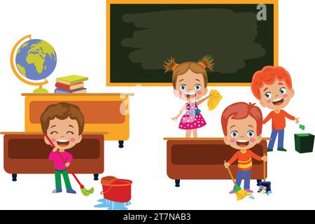 students cleaning up school classrooms Stock Vector Image & Art - Alamy