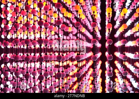 Beautiful installation of colorful lamps Stock Photo - Alamy