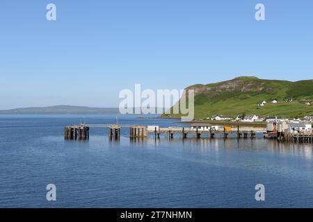 Idrigil pier, Uig Bay, Isle of Skye, Inner Hebrides on the west coast ...