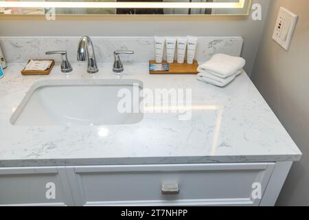 Bathroom in the hotel with all the necessary bathroom accessories for ...