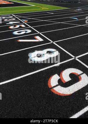 Athletics sports track surface. rubber material backdrop of 400m ...