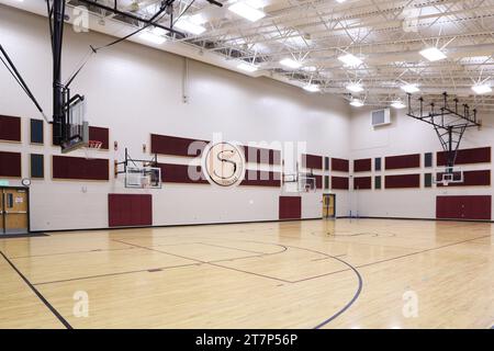 The multipurpose room in a modern new elementary school, which ...