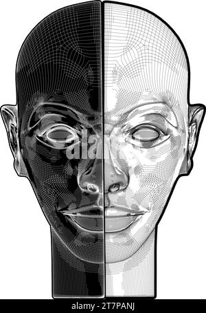 Half bald man, illustration, vector on white background Stock Vector ...