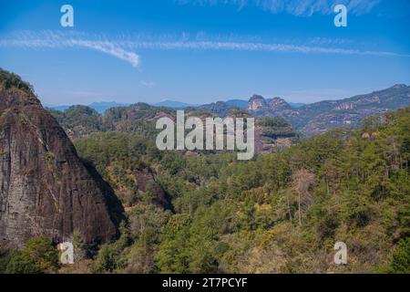 A landscape picture of the mountains and hills of Wuyishan in Fujian ...