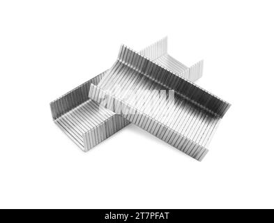 Staple gun refills on white background. Office supplies Stock Photo - Alamy