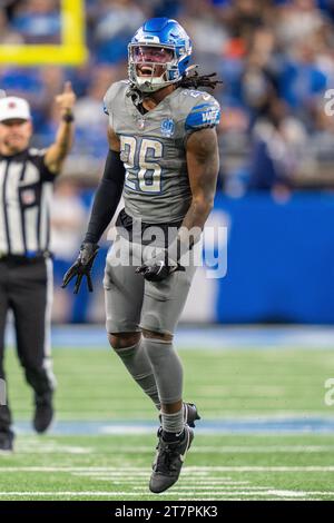 Detroit Lions running back Jahmyr Gibbs (0) fumbles against the ...