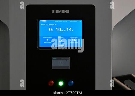 Siemens charging station Sicharge lorry electric vehicles Stock Photo - Alamy