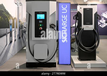 Siemens charging station Sicharge lorry electric vehicles Stock Photo - Alamy