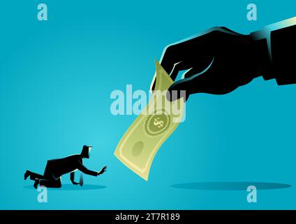 Vector illustration of businessman crawling and reaching out for a ...