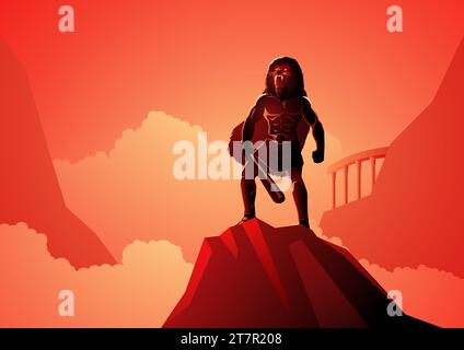 Vector illustration of Heracles or Hercules a divine hero in Greek ...