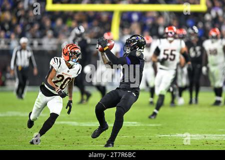 Cincinnati Bengals cornerback DJ Turner II (20) looks at his receiver ...