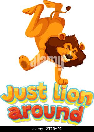 A hilarious cartoon illustration of a lion goofing off Stock Vector ...