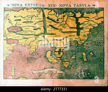 India Extrema XIX Nova Tabula - 16th century Map of India and Asia ...
