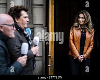 THE HAGUE - Dilan Yesilgoz, outgoing Minister of Justice and Security, speaks to the press in ...