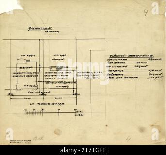 Scheu House, section A-B, 1912-1913, architectural drawing, transparent ...
