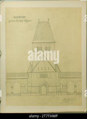 Draft for a cemetery chapel, front view, elevation, Alfred Castelliz ...