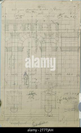 Rome, Marcellus Theater, facade section of the Doric order, ground plan ...