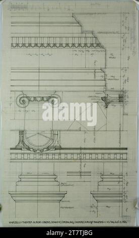 Rome, Marcellus Theater, facade section of the Doric order, ground plan ...