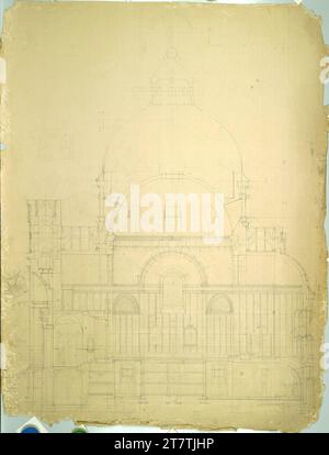 Salzburg, cemetery chapel, longitudinal section, Alfred Castelliz ...