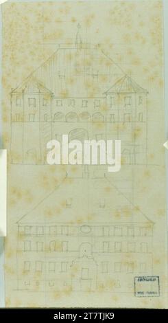 Arnoldstein, elementary school, design sketch for facade elevations, Alfred Castelliz (Celje ...
