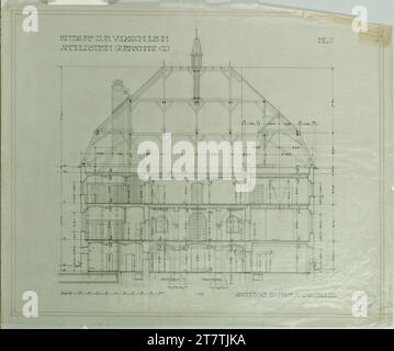 Alfred Castelliz Arnoldstein, elementary school, gate stem, turmoil, cross -sections, floor plan ...