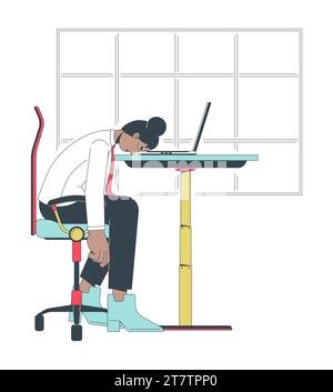 Work overload line cartoon flat illustration Stock Vector Image & Art ...