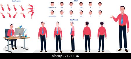 A man modelsheet. man turn around sheet, hand gestures, lip sync Stock ...