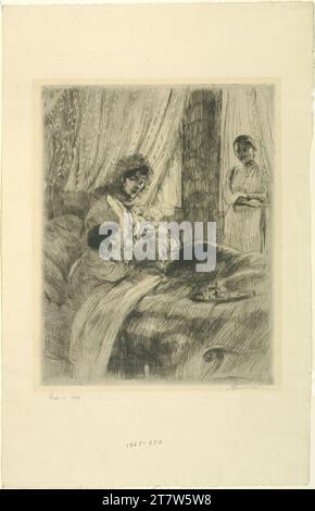 Albert Besnard Lunch, board IV of the woman. etching around 1886 Stock ...