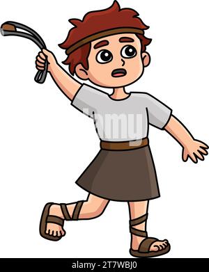 David and Goliath Colored Cartoon Illustration Stock Vector Image & Art ...