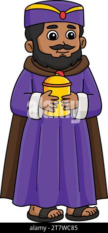 Wise King Holding Myrrh Cartoon Colored Clipart Stock Vector Image ...