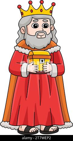 Wise King Holding Myrrh Cartoon Colored Clipart Stock Vector Image ...