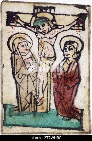 Anonym Christ on the cross. Woodcut, colored around 1500 Stock Photo ...