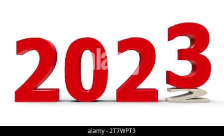 2022-2023 change represents the new year 2023, three-dimensional rendering, 3D illustration ...