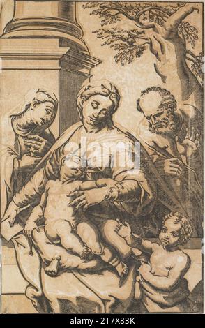 Giovanni Gallo The holy family with the John's boy and a saint. Clair ...