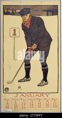 Golf Calendar 1899 Stock Photo - Alamy