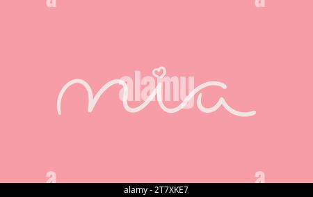 Female name Mia. Handwritten lettering calligraphy Girl name. Vector ...