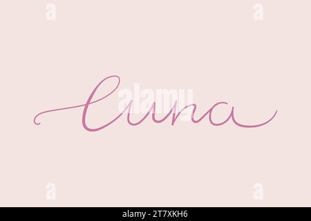Female name Luna. Handwritten lettering calligraphy Girl name. Vector ...