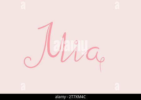Female name Mia. Handwritten lettering calligraphy Girl name. Vector ...