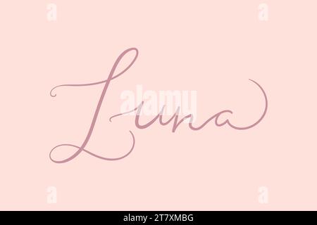 Female name Luna. Handwritten lettering calligraphy Girl name. Vector ...