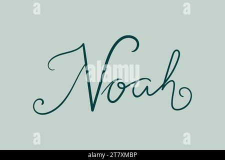 Male name Noah. Handwritten lettering calligraphy Boy name. Vector ...