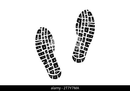 Human shoe footprints. Pair of prints of boots or sneakers. Left and ...