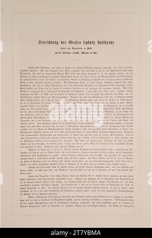 Execution of Count Ludwig Batthyány behind the new building in Pesth on ...