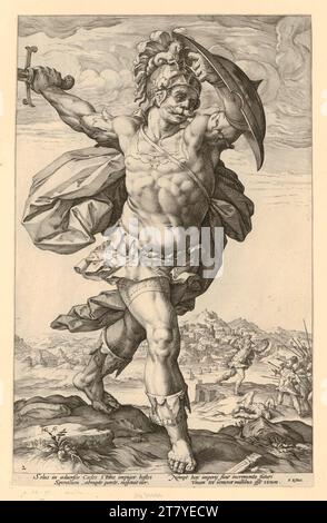 Hendrick Goltzius (Engraver) Horatius Codes. Copper engraving print ...