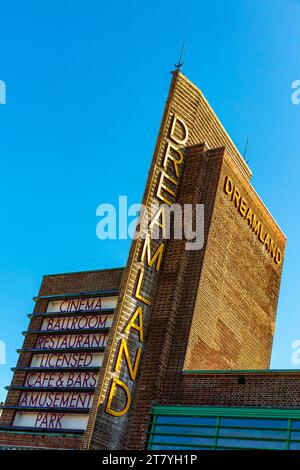 The art deco fin tower on the exterior of Dreamland Cinema in Margate ...