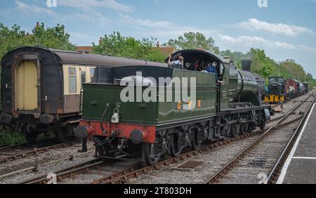 Steam locomotive 2857 on the move at Minehead Station on the West ...