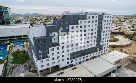 Kyo Hexus departmental building Hexus District or Hexus Plaza in Hermosillo Sonora, Aerial view ...