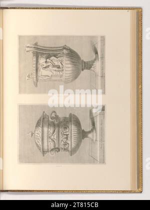 George Tournier (Engraver) Ancient vases. Copper engraving print around ...