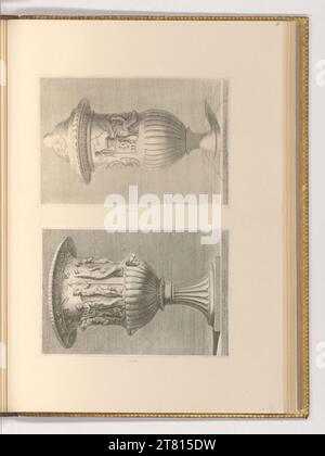 George Tournier (Engraver) Ancient vases. Copper engraving print around ...