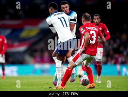 England's Marcus Rashford and Trent Alexander-Arnold clash into each ...